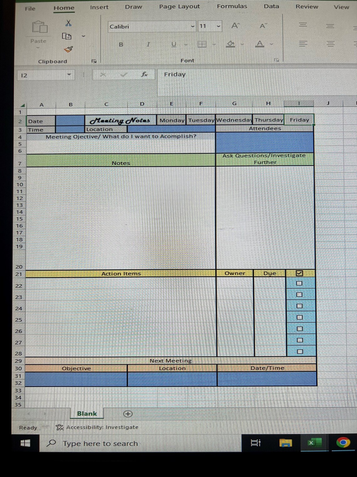 Meeting Notes Excel Template - Etsy