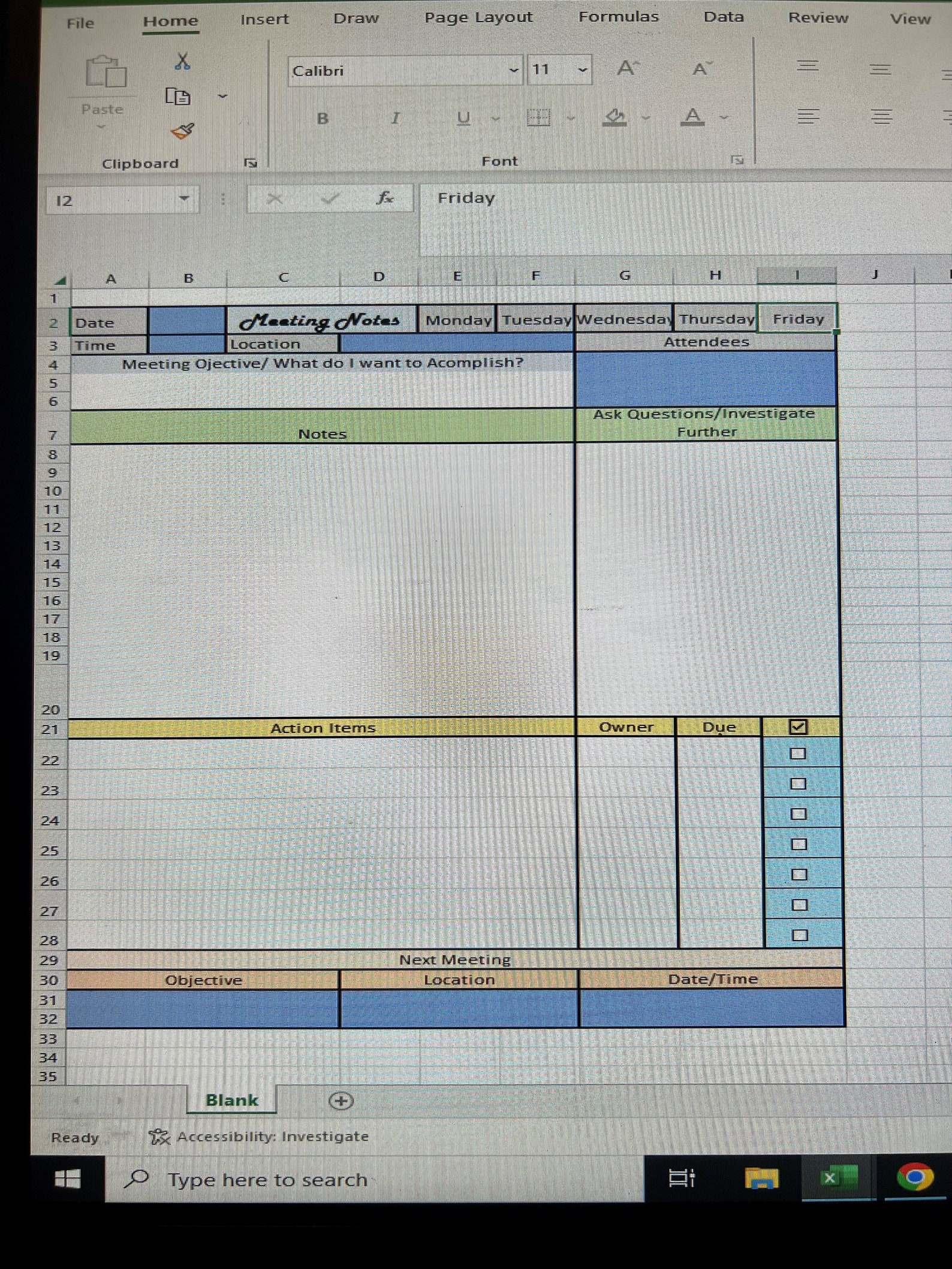 Meeting Notes Excel Template - Etsy