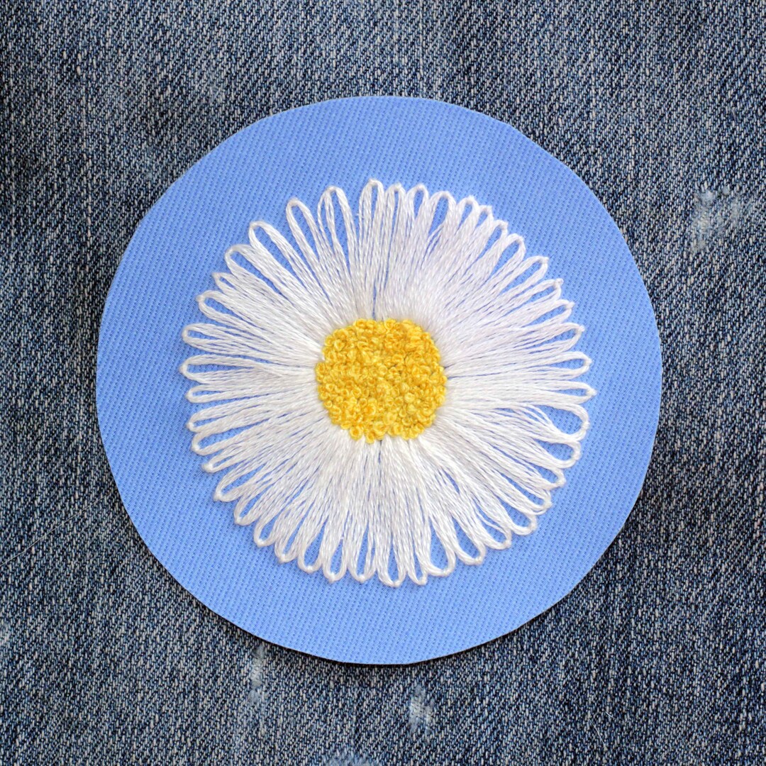 Daisy Iron-on Patch Handmade Embroidery Gift - Etsy