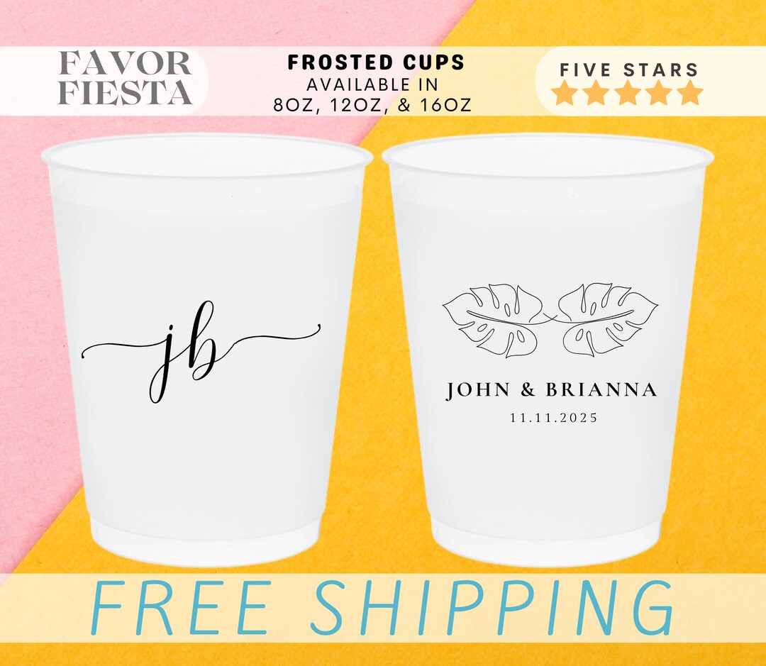 Custom Frosted Wedding Cups With Initials, Custom Wedding Party Favors ...
