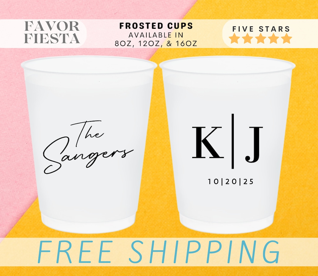 Monogramed Personalized Modern Wedding Frosted Cups for Bridal Favors ...