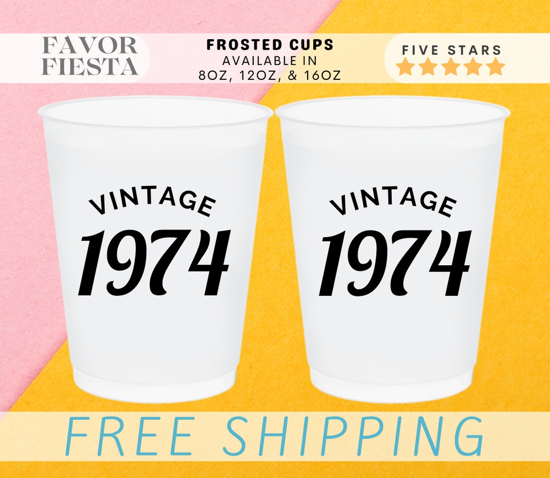 Custom 50th Birthday Frosted Cups Vintage 1974 Personalized Cups for ...