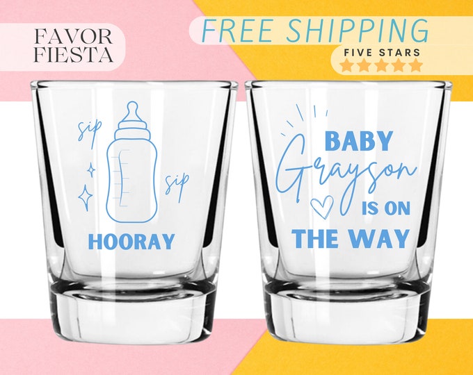 It's Almost Done We're on Cloud 9 Baby Shower Shot Glasses, Custom Full ...