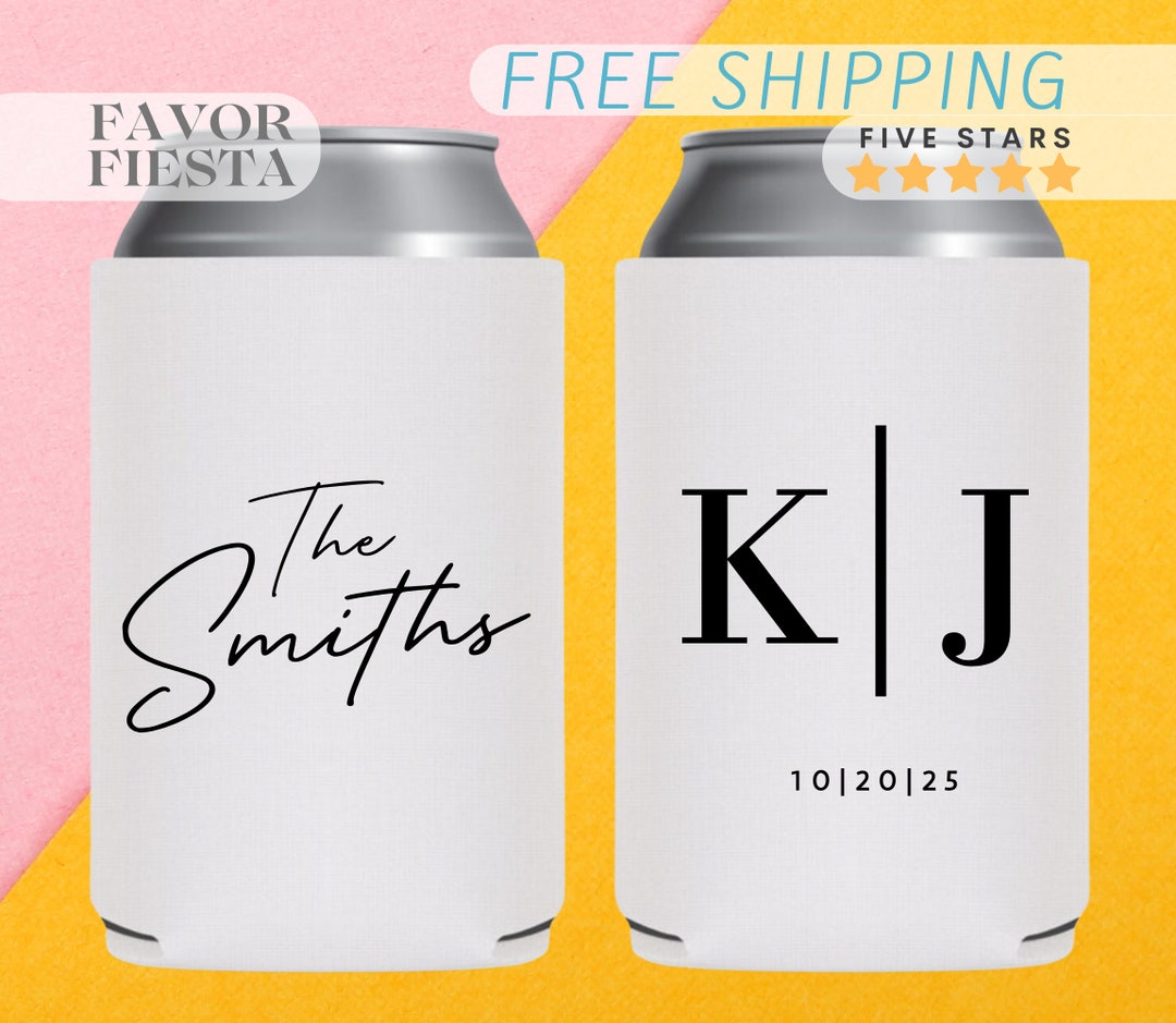 Monogrammed Personalized Wedding Can Cooler, Customizable Beverage ...