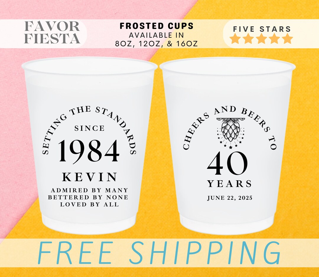 Cheers and Beers to 40 Years Cups, Custom 40th Birthday Cups for Men ...