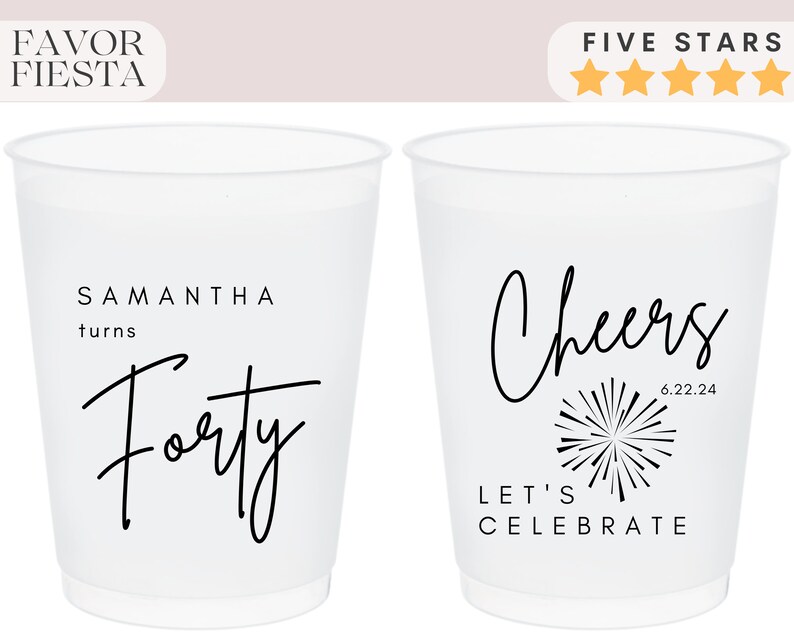 Custom 40th Birthday Frosted Cups Celebrate in Style With - Etsy