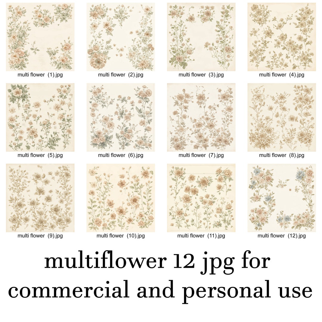 Multi Flowers Clipart pack of 12 300 DPI High Quality Jpgs - Etsy