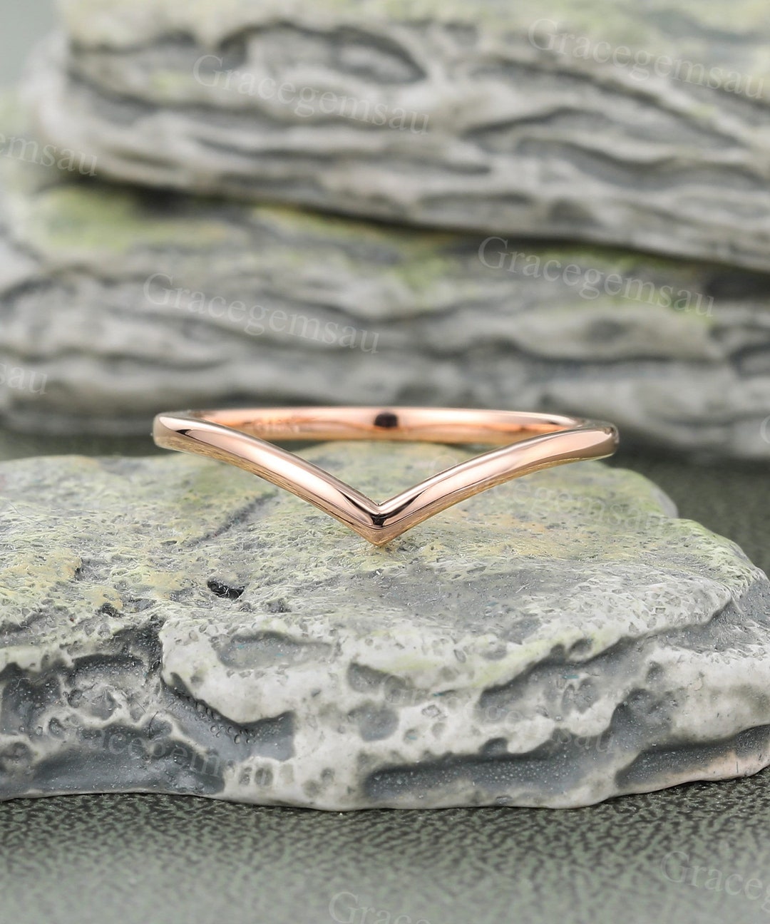 Plain Curved Wedding Band Vintage 14k Rose Gold Wedding Band Minimalist ...