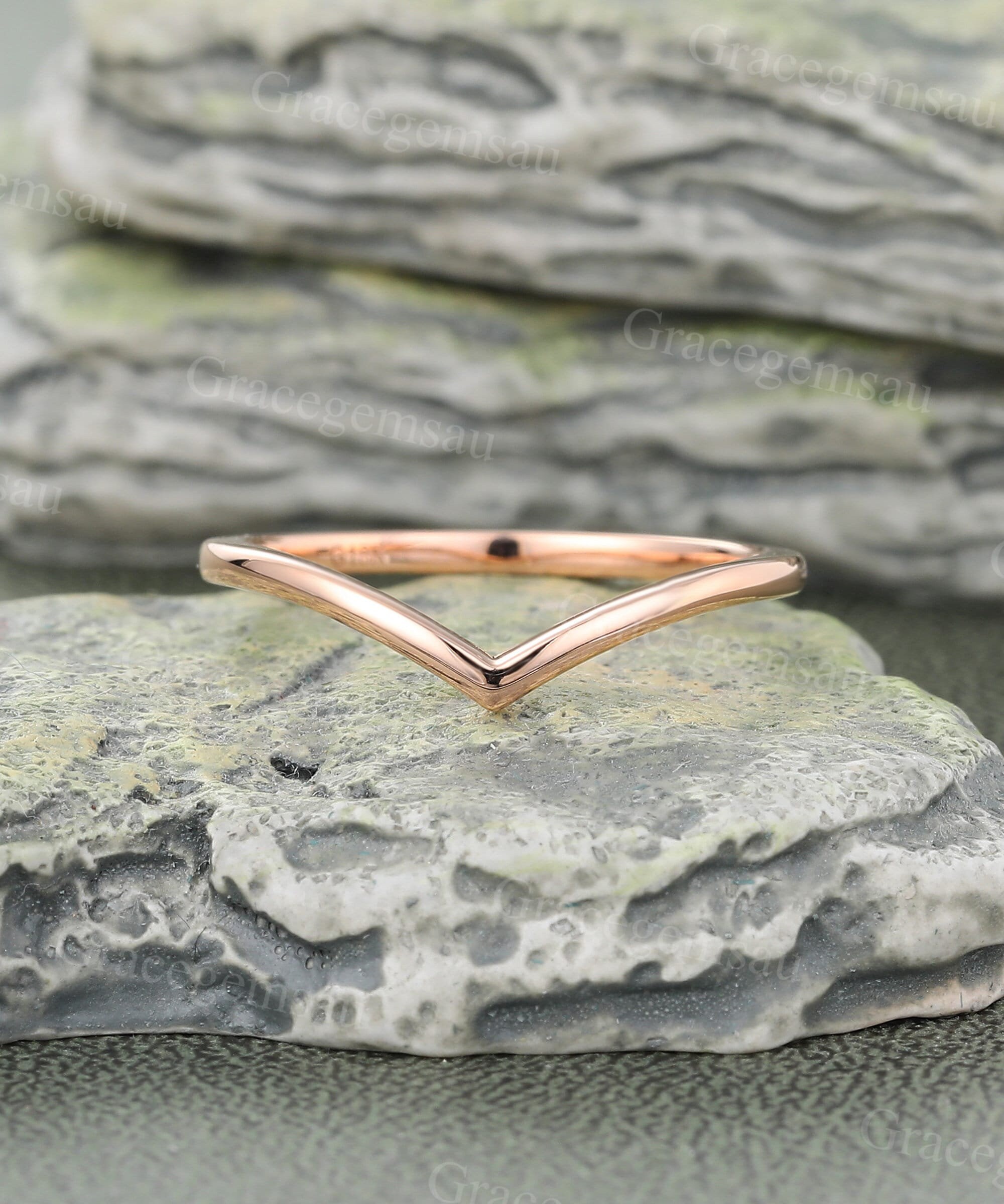 Plain Curved Wedding Band Vintage 14k Rose Gold Wedding Band - Etsy