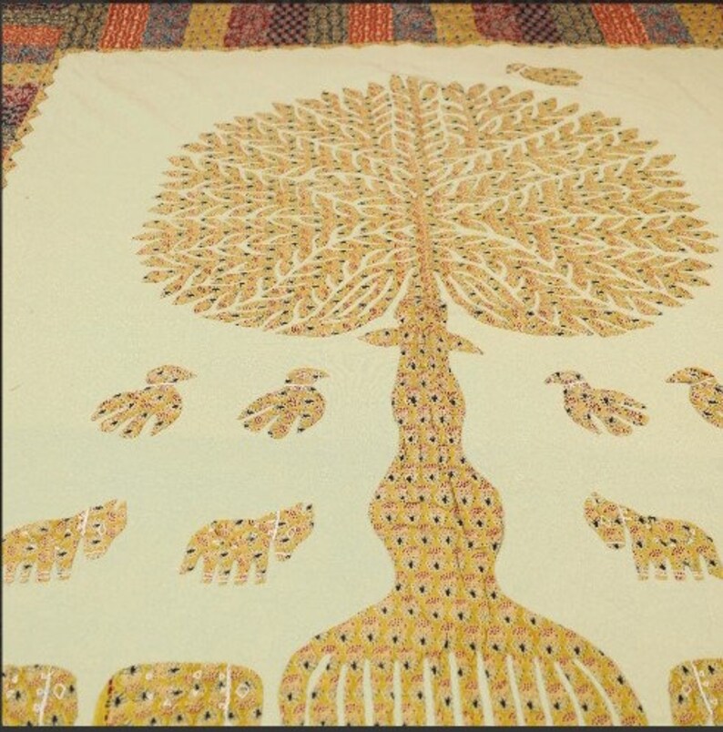 Rajasthani Tradition Tree Work Applique Double Bedsheet - Etsy