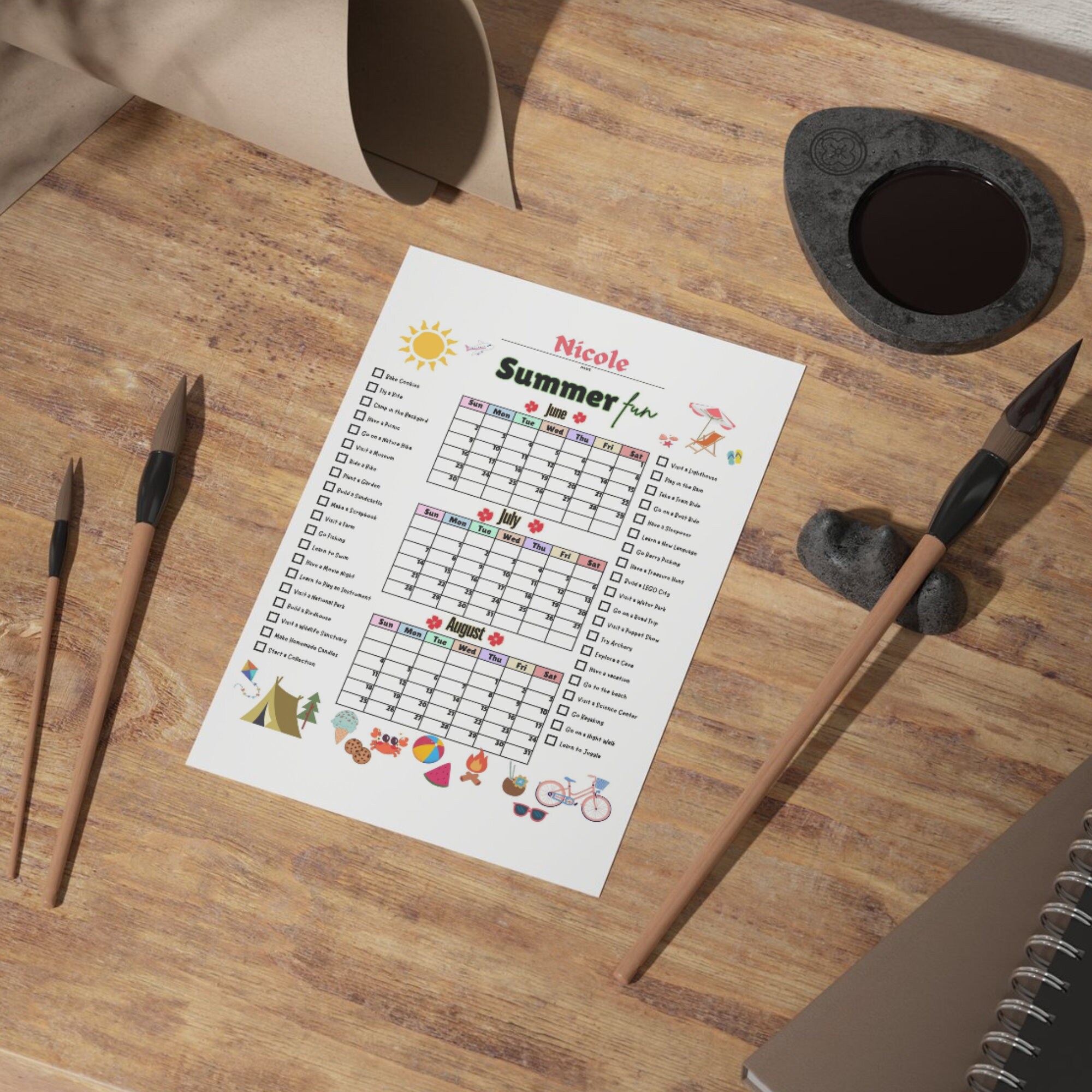 Editable Summer Bucket Lists, Summer Fun Bucket List, Family Planner ...