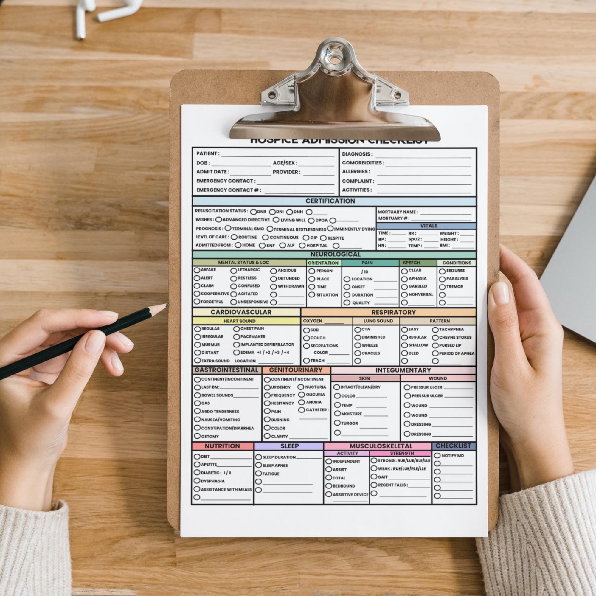 Hospice Care Organizer for Hospice Nurse, Hospice Admission Form ...