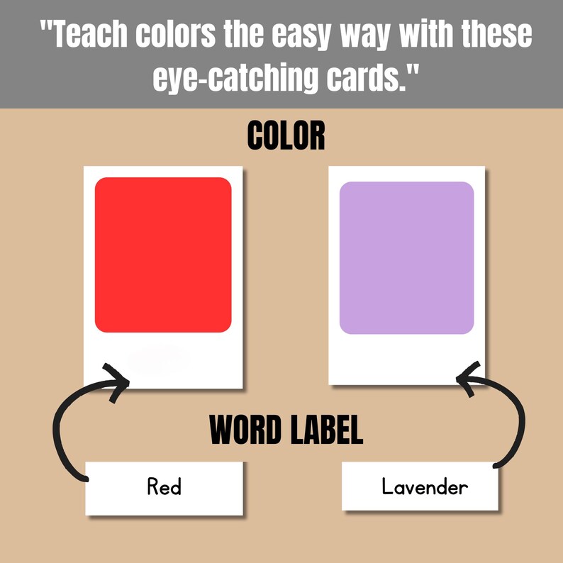 20 Color Flashcards, Montessori Flashcards, Nomenclature Flashcards ...