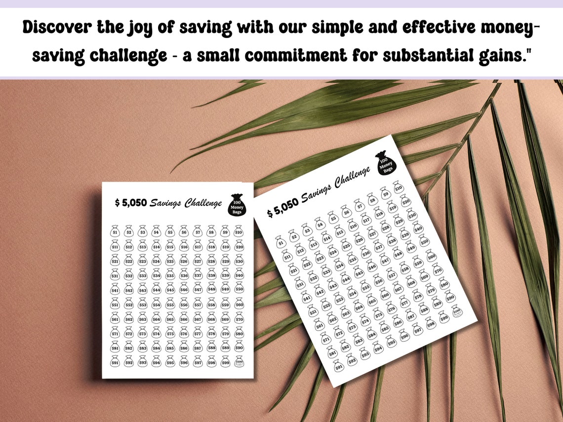 5050 Money Savings Printable Challenge, Savings Tracker Printables, 100 ...