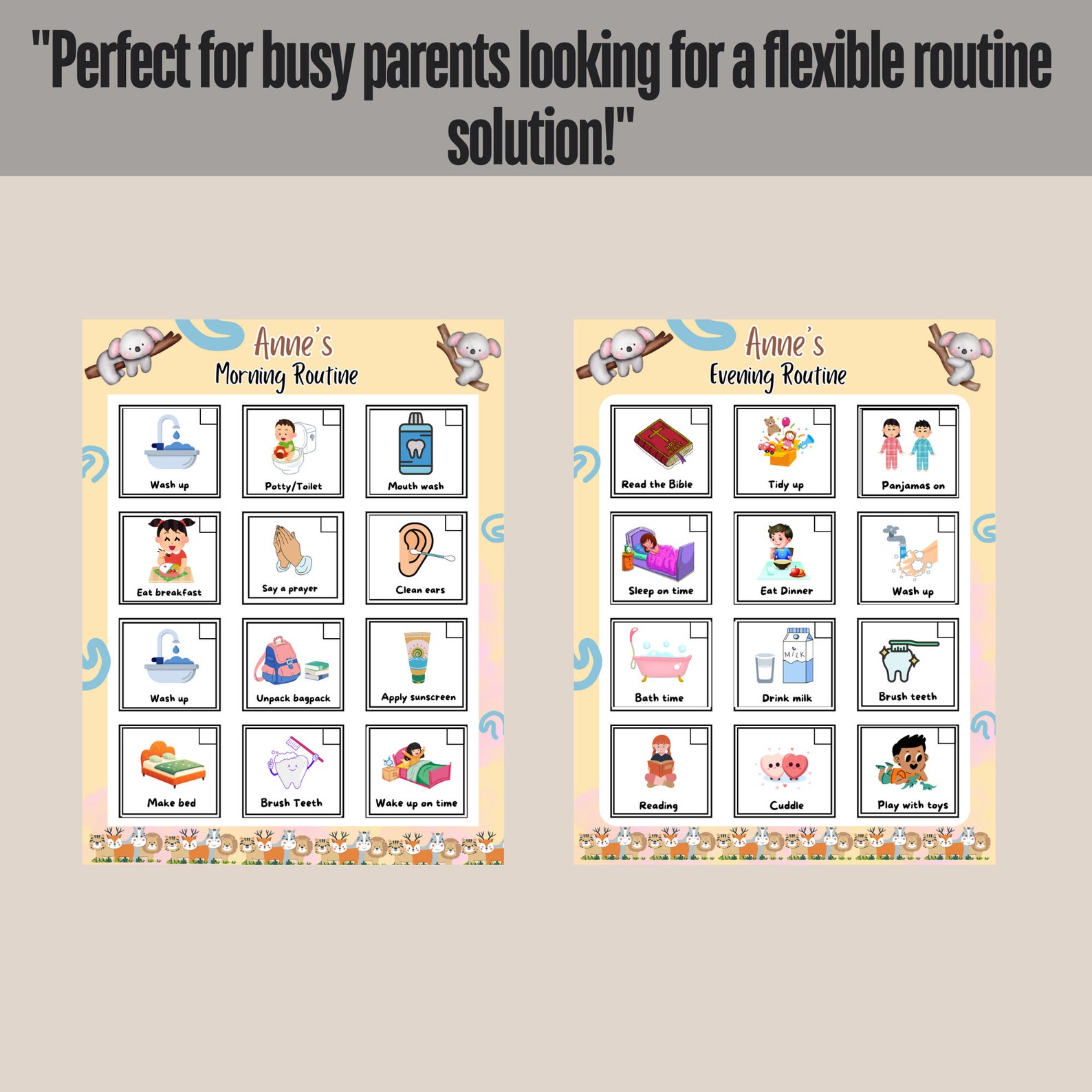 Toddler Routine Chart, Editable Daily Routine Cards, Kids Visual ...