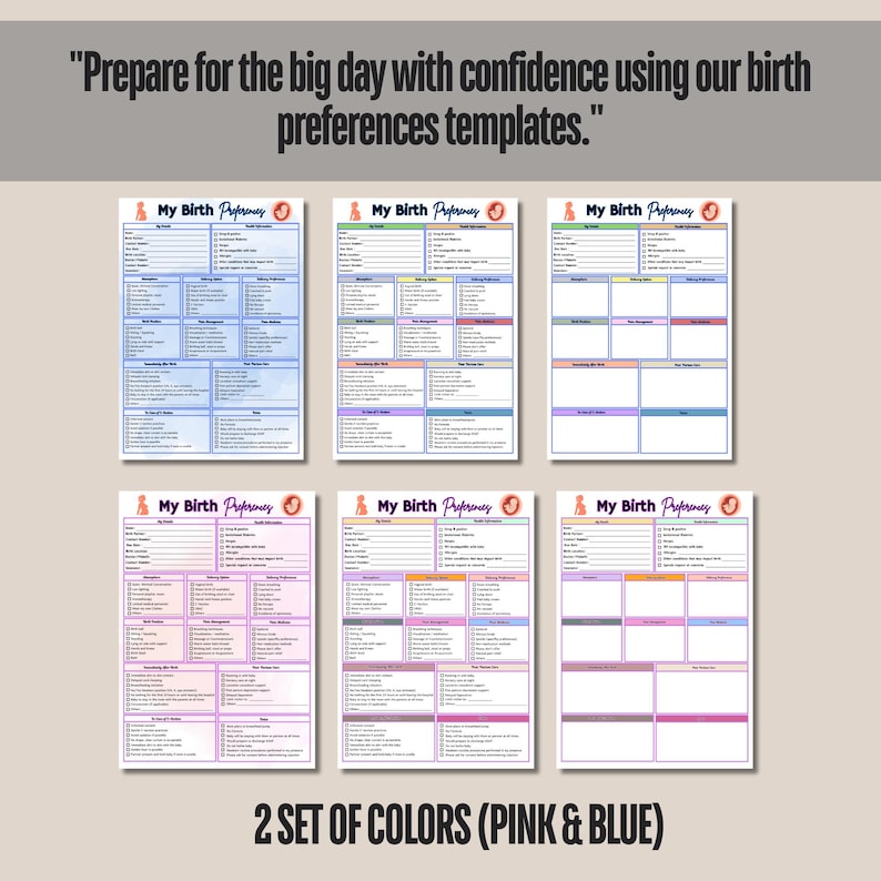 Birth Preferences Template, Birth Plan Template, Visual Birth Plan ...
