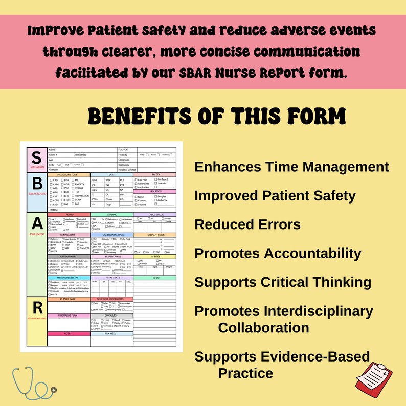SBAR Nurse Report Sheet, Editable Med Surg Nurse Brain ICU Report Sheet ...