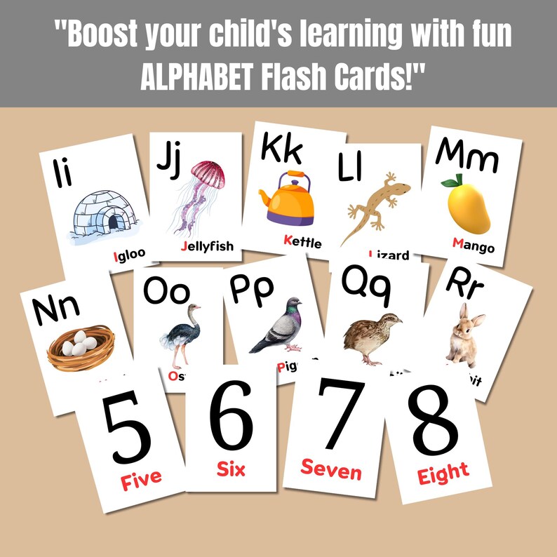 Printable Alphabet Flash Cards, Toddlers Preschool Early Learning ...