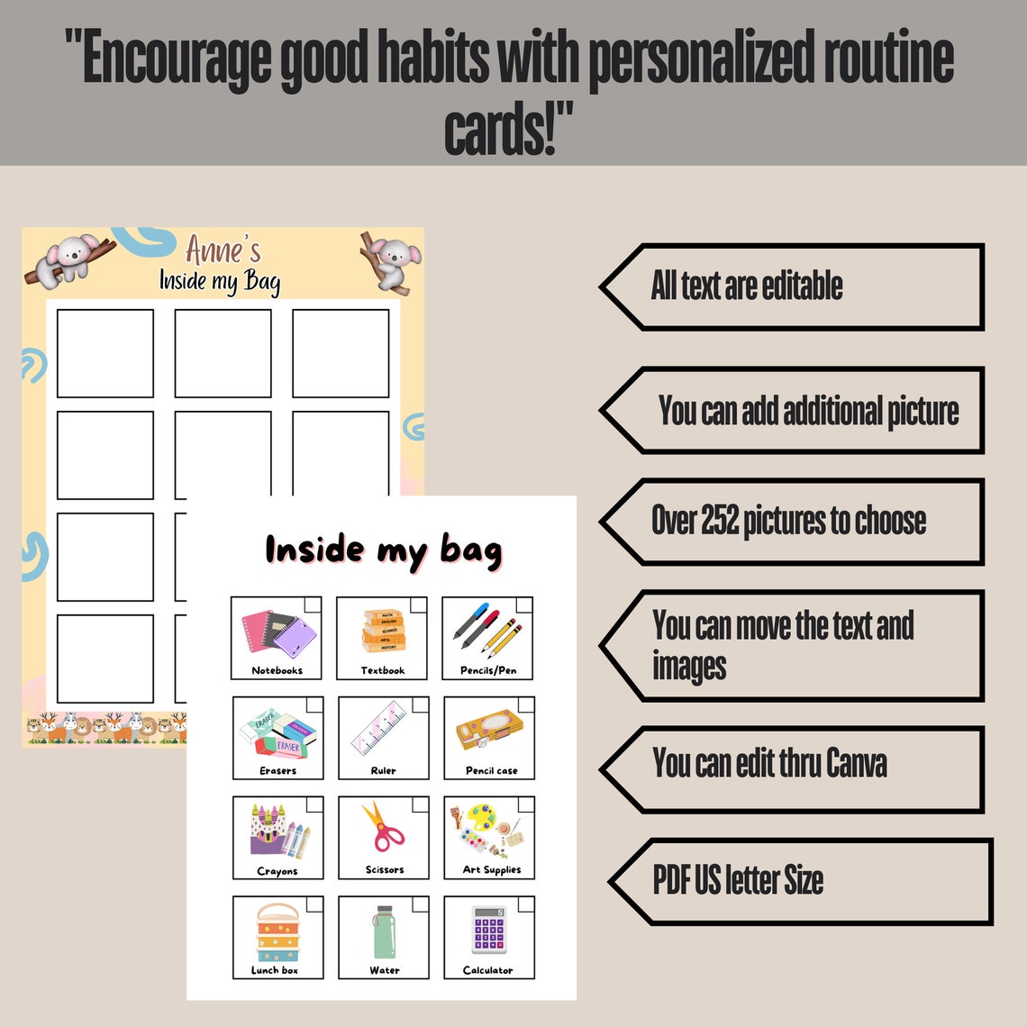 Toddler Routine Chart, Editable Daily Routine Cards, Kids Visual ...