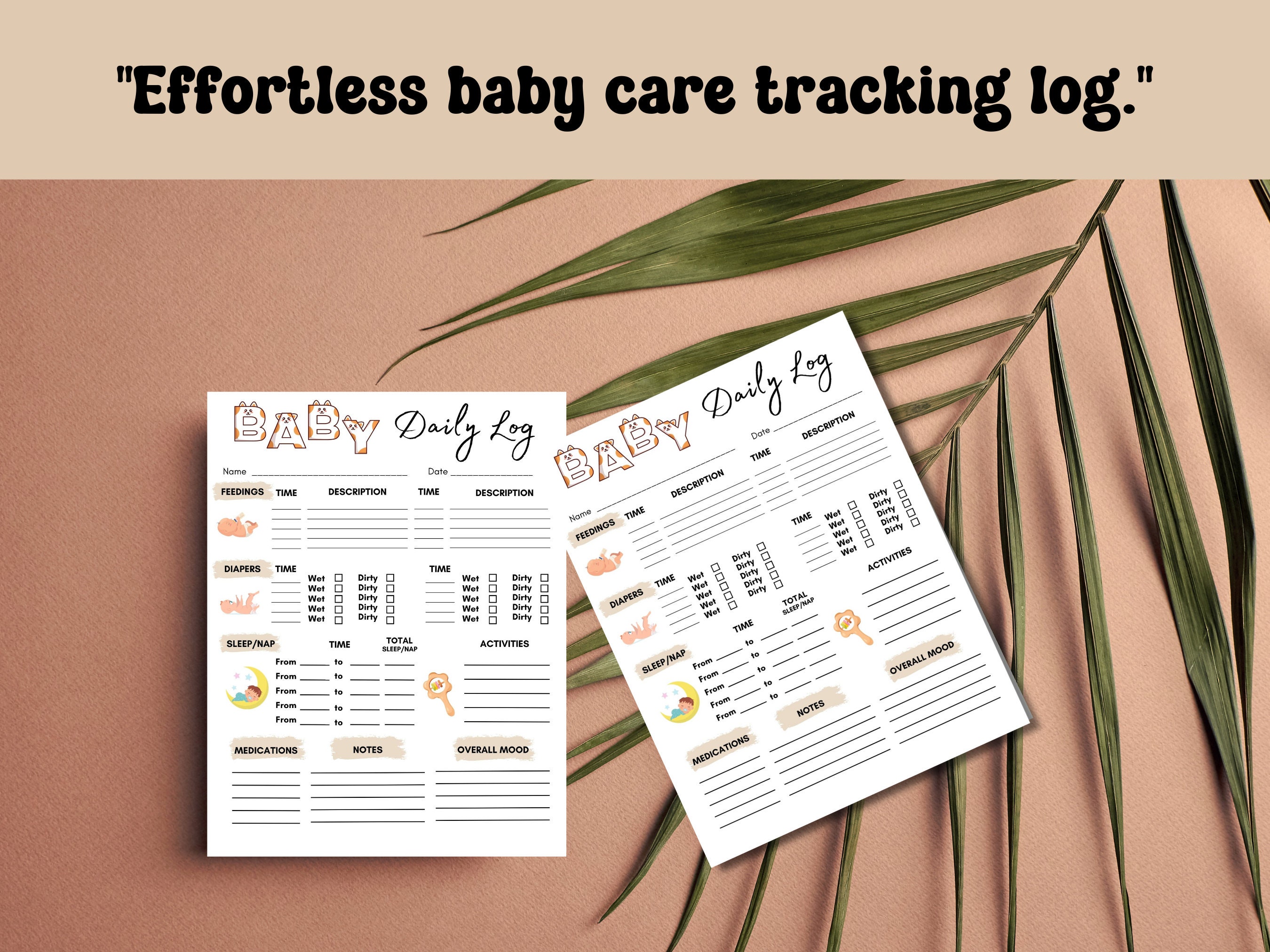 Baby Daily Log, Baby Daily Log Tracker, Baby Care Log, Newborn Log ...