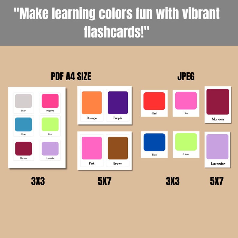 20 Color Flashcards, Montessori Flashcards, Nomenclature Flashcards ...