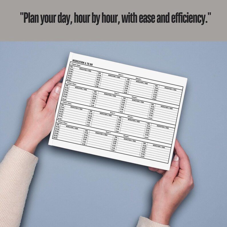 Hourly Nurse Shift Planner, Nurse Hourly To-do Planner, 4 Patient ...