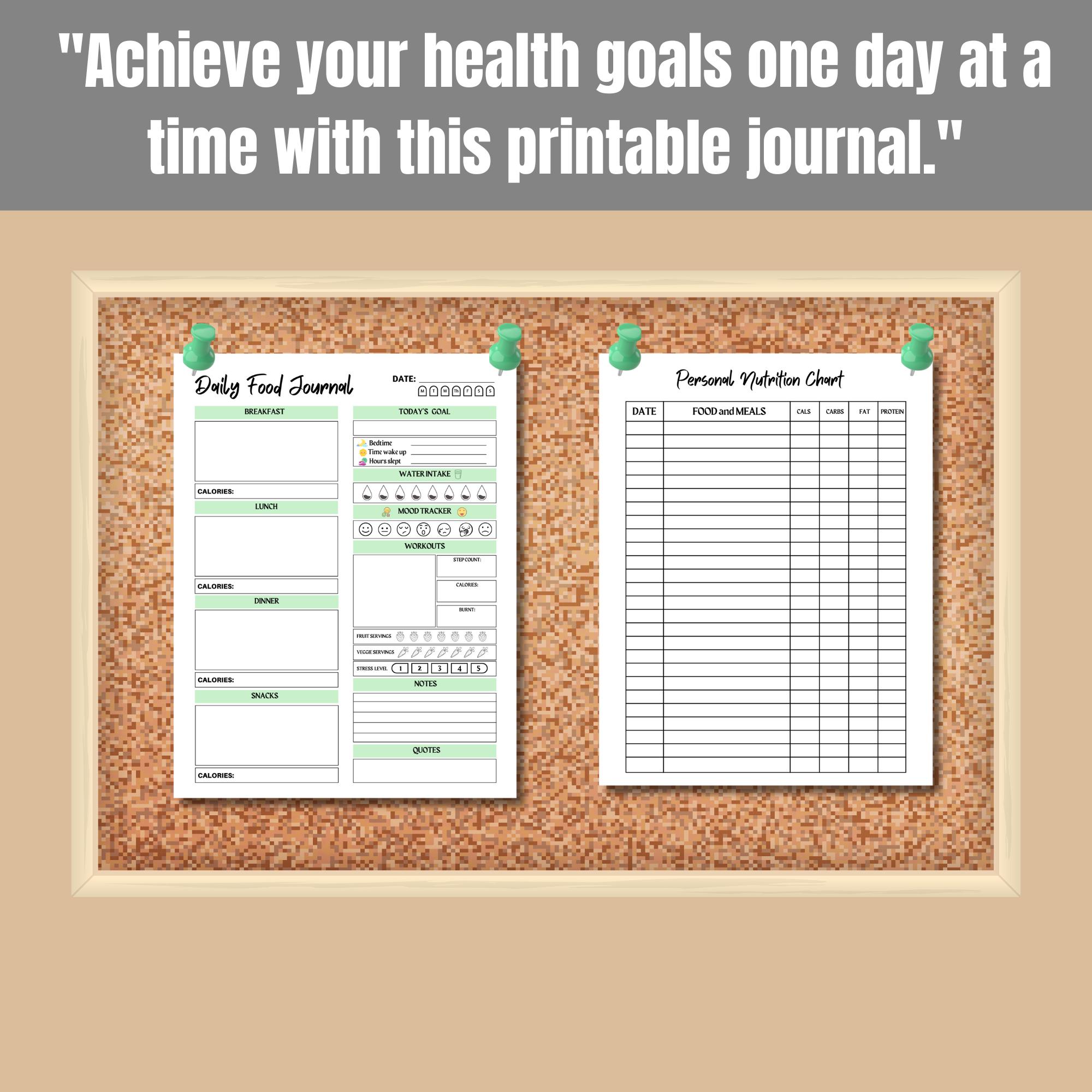 Daily Food Journal, Weekly Planner, Minimalist Daily Calorie Tracker ...