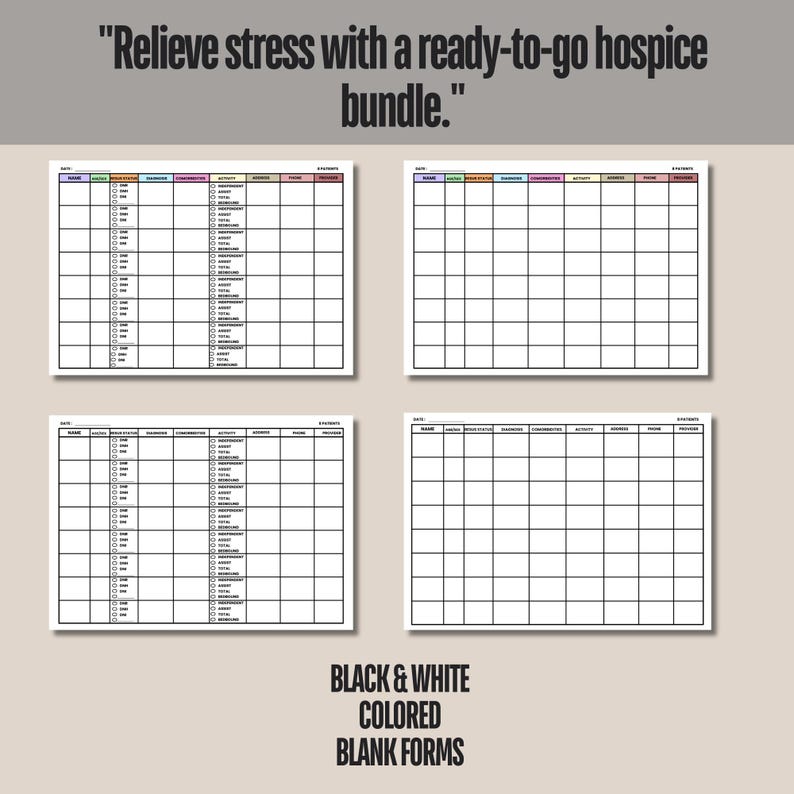 Hospice Care Organizer for Hospice Nurse, Hospice Admission Form ...