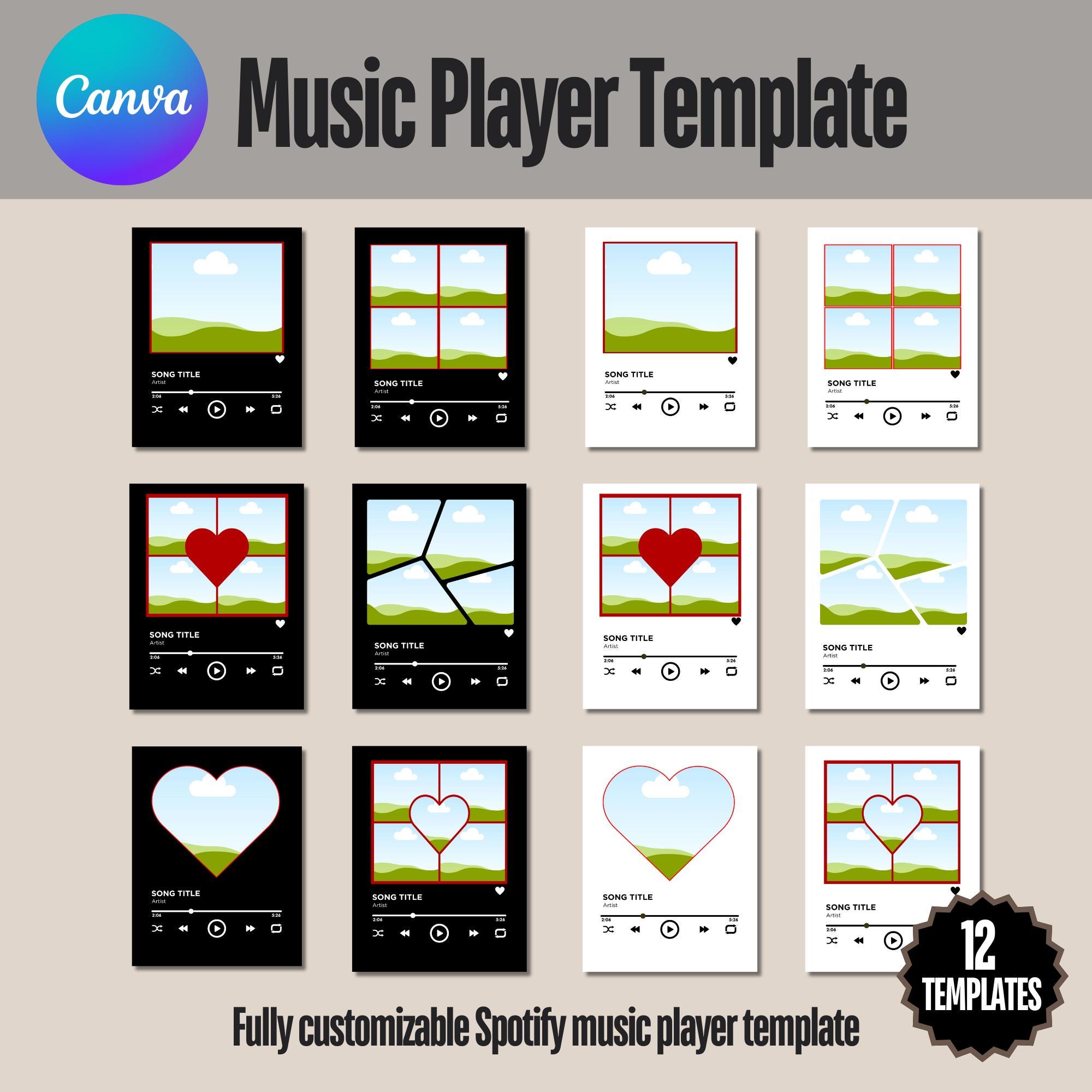 Music Player Template Canva, Music Player Plaque, Glass Music Player ...
