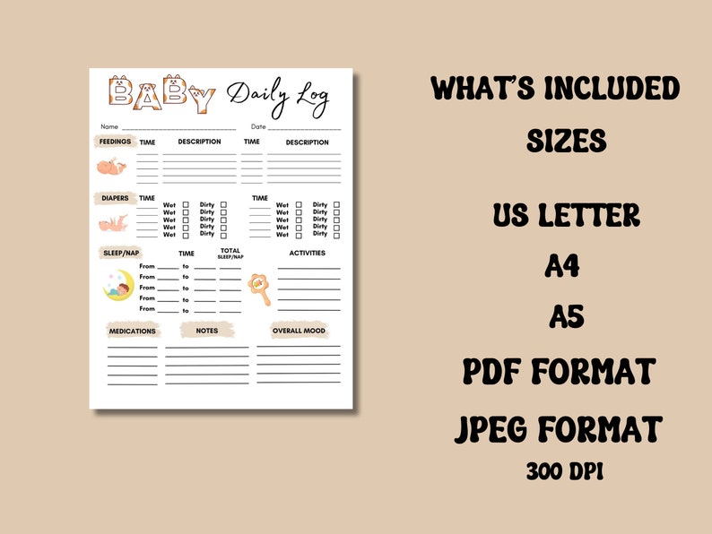 Baby Daily Log, Baby Daily Log Tracker, Baby Care Log, Newborn Log ...