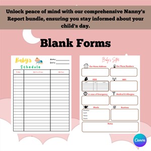 Editable Baby Schedule With Babysitting Notes, Childcare Organizer ...