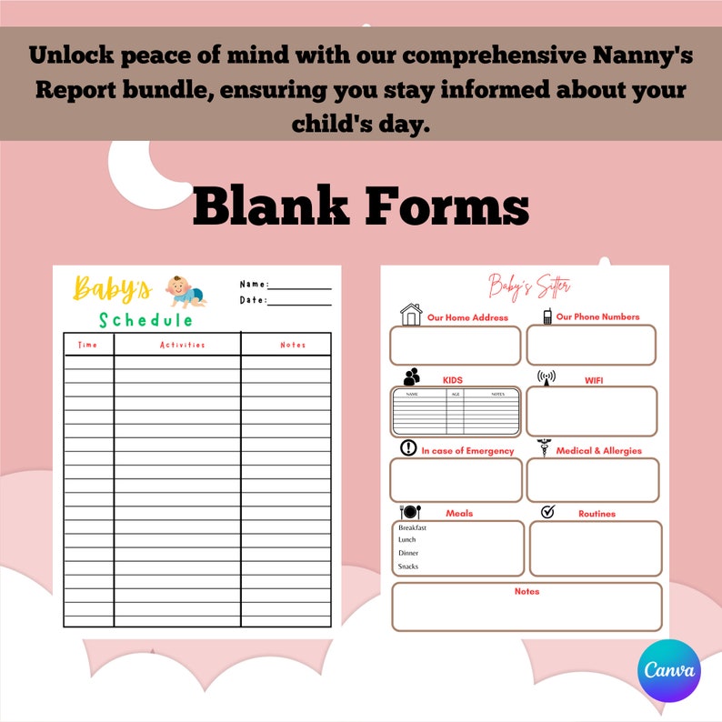 Editable Baby Schedule With Babysitting Notes, Childcare Organizer ...