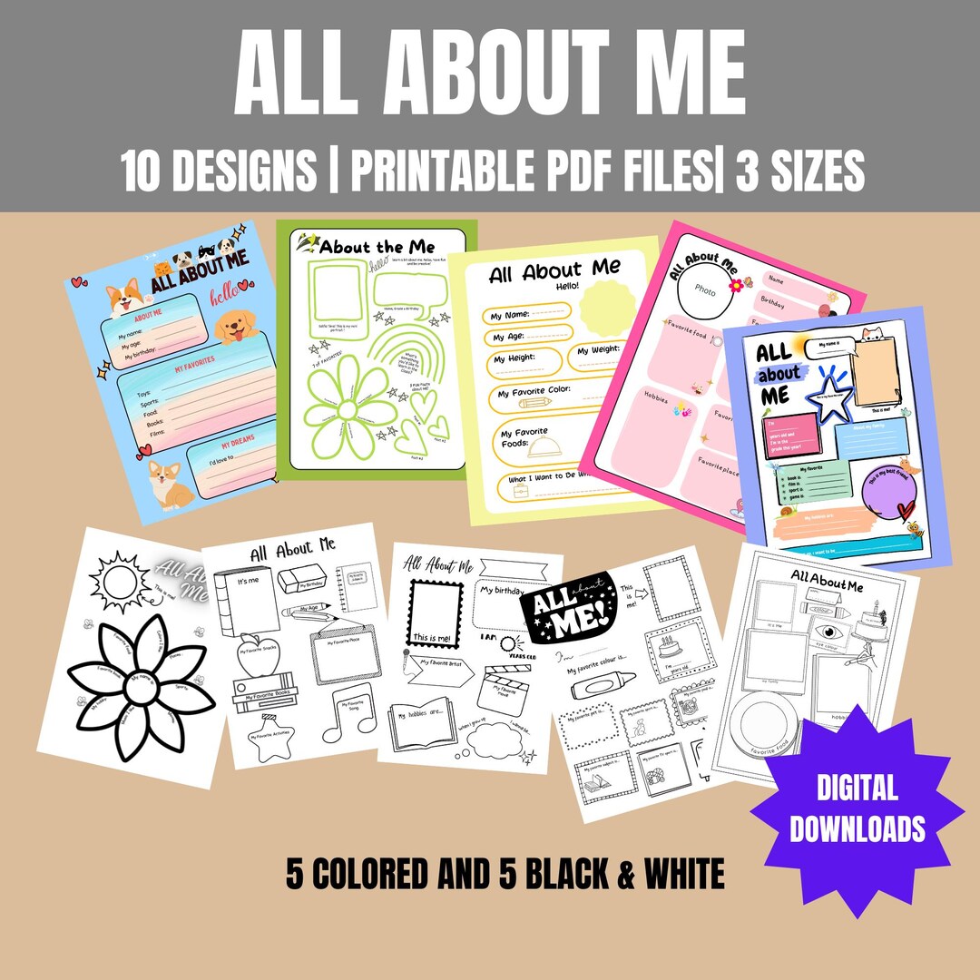 All About Me Printable Activity for Kids, This is Me Worksheet, Back to ...