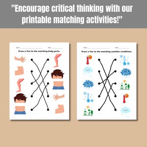70 Printable Matching Worksheets, Match the Picture, 70 Matching ...