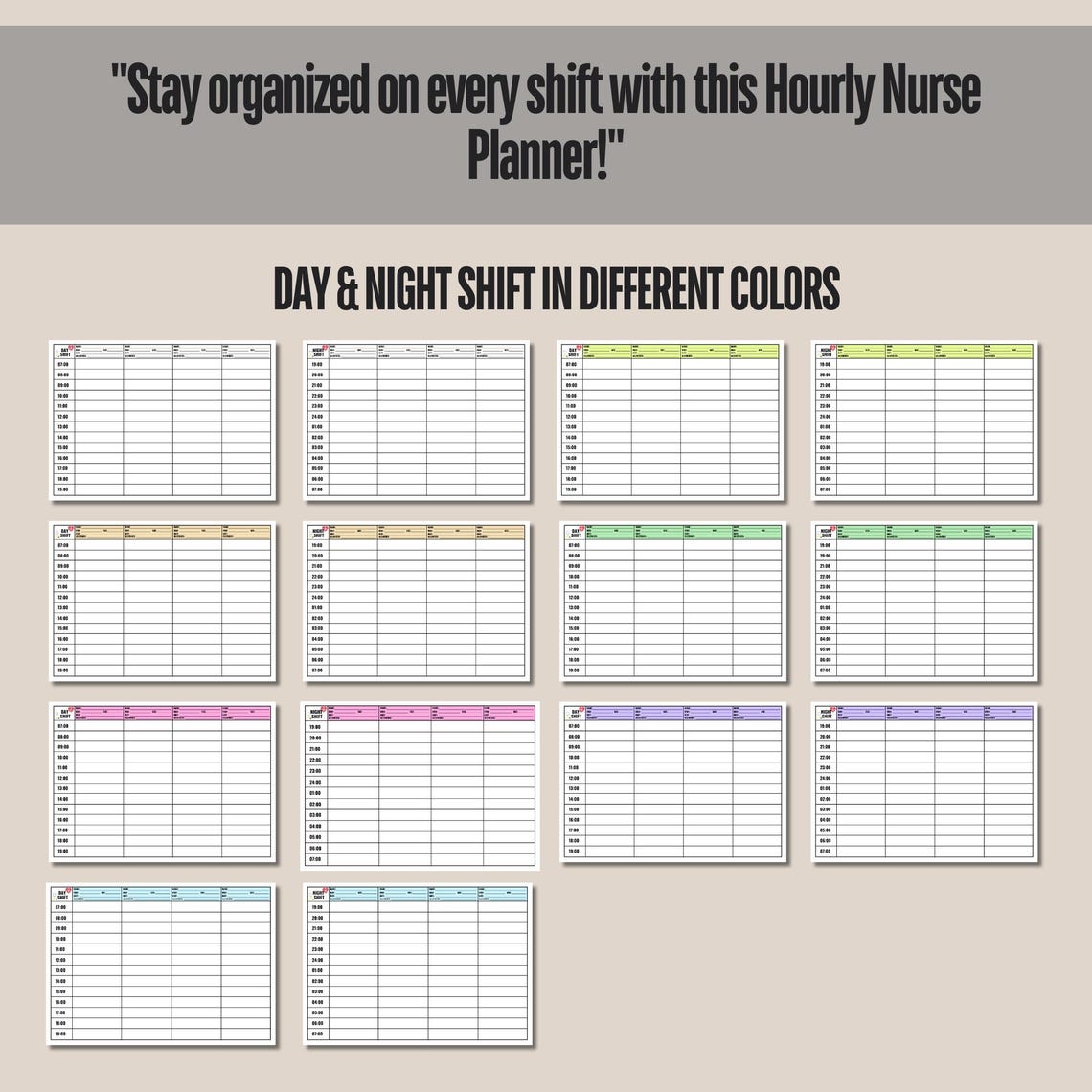 Hourly Nurse Shift Planner, Nurse Hourly To-do Planner, 4 Patient ...