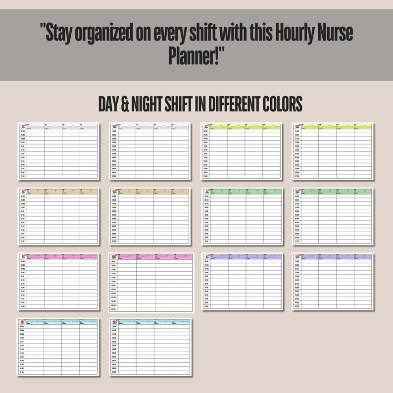 Hourly Nurse Shift Planner, Nurse Hourly To-do Planner, 4 Patient ...