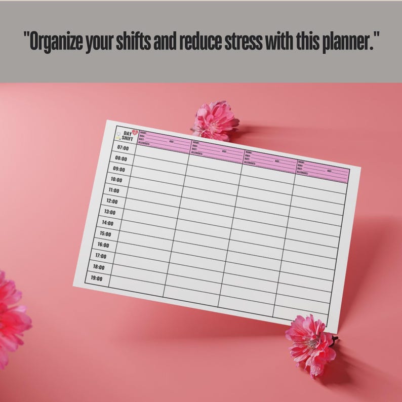 Hourly Nurse Shift Planner, Nurse Hourly To-do Planner, 4 Patient ...