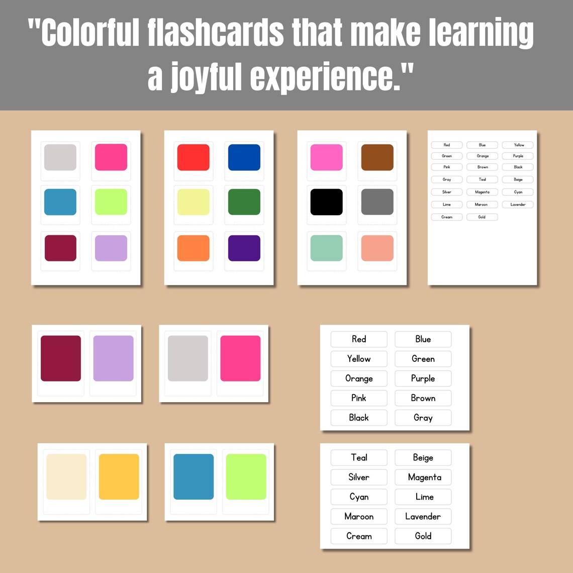 20 Color Flashcards, Montessori Flashcards, Nomenclature Flashcards ...