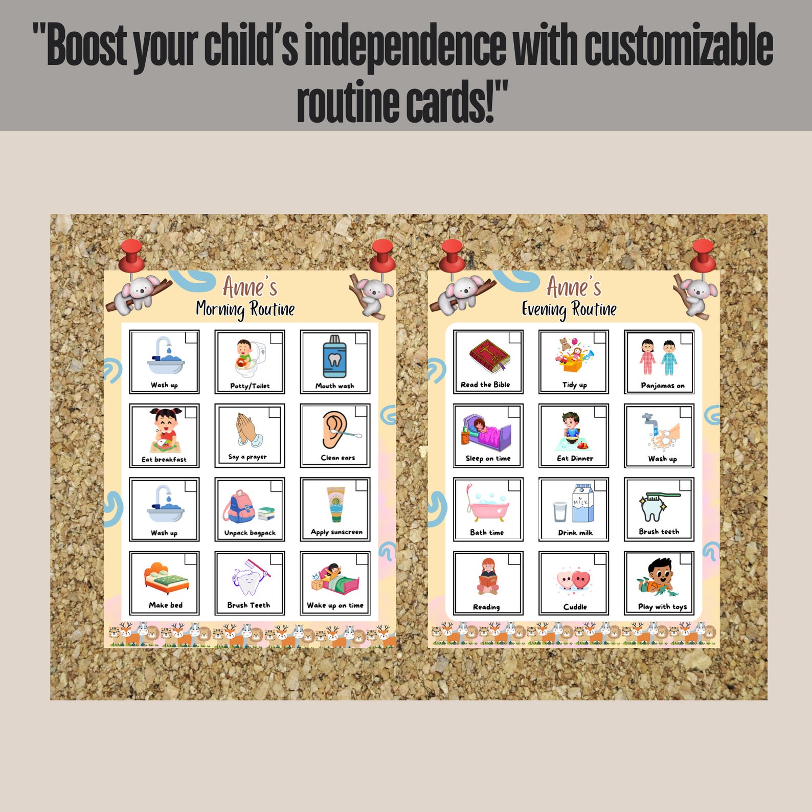 Toddler Routine Chart, Editable Daily Routine Cards, Kids Visual ...