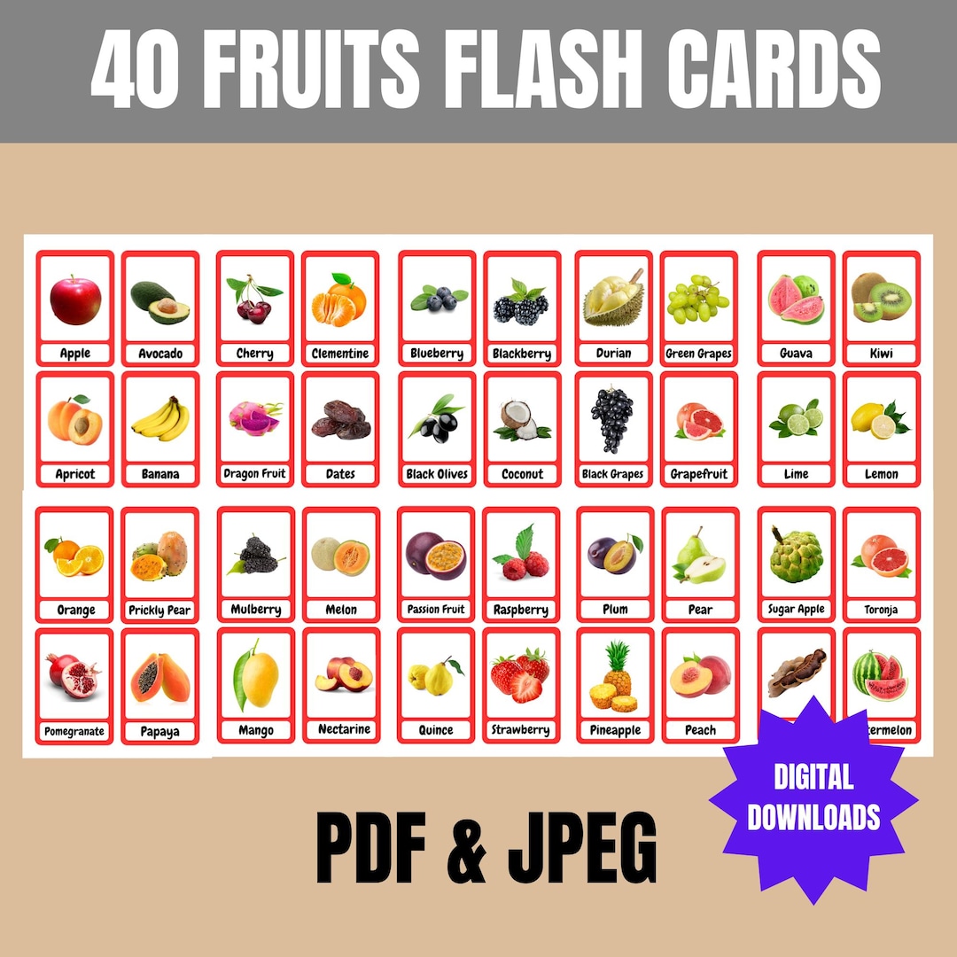 Fruits Flash Cards, Flash Cards Nomenclature, Fruits Flashcards ...