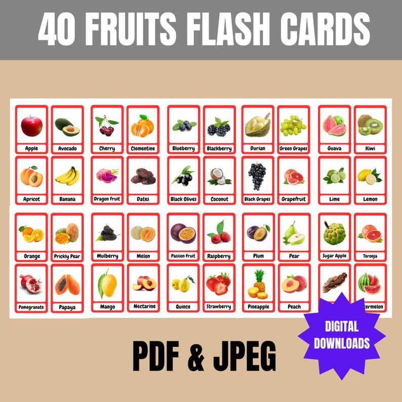 Fruits Flash Cards, Flash Cards Nomenclature, Fruits Flashcards ...