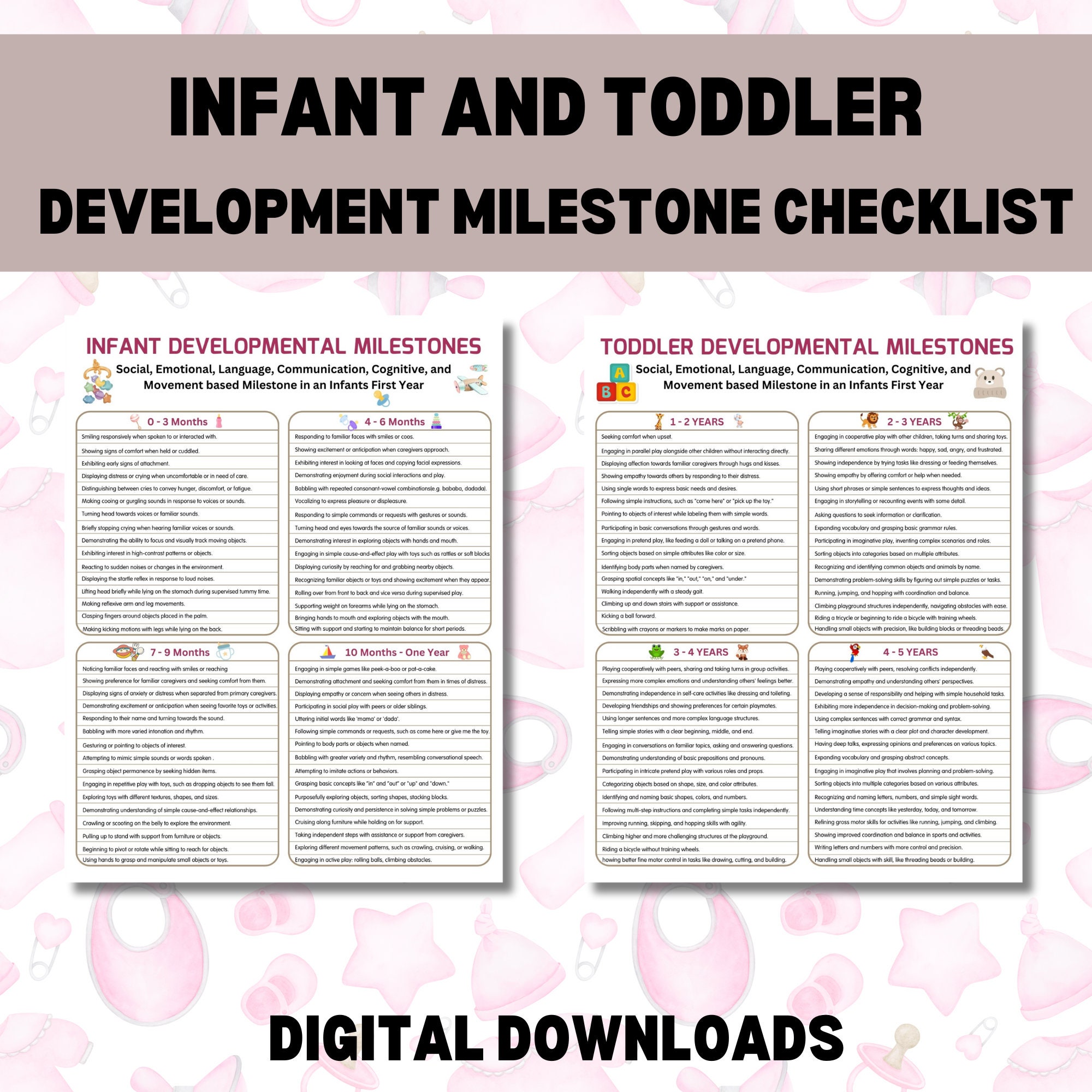 Infant and Toddler Developmental Milestone Checklist, Child Growth ...