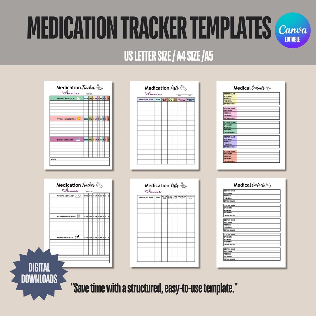 Medication Supplement List Tracker, Printable Medication Schedule ...