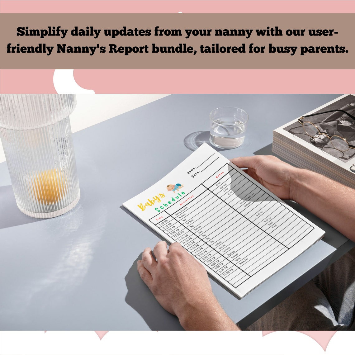 Editable Baby Schedule With Babysitting Notes, Childcare Organizer ...