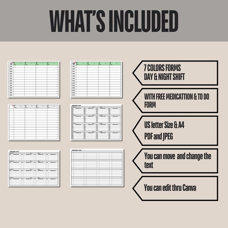 Hourly Nurse Shift Planner, Nurse Hourly To-do Planner, 4 Patient ...