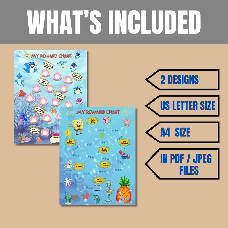 Reward Chart for Kids, Shark Chore Chart, Behavior Chart, Printable ...