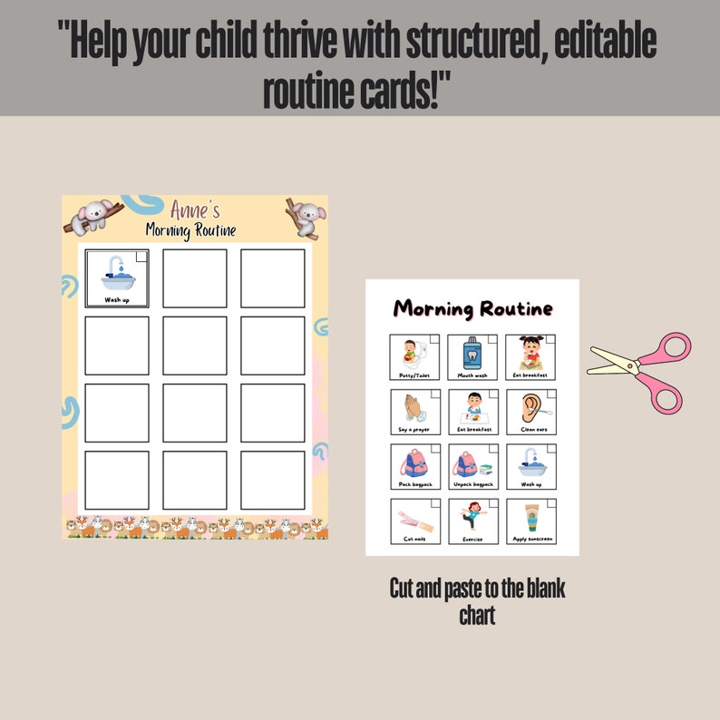 Toddler Routine Chart, Editable Daily Routine Cards, Kids Visual ...