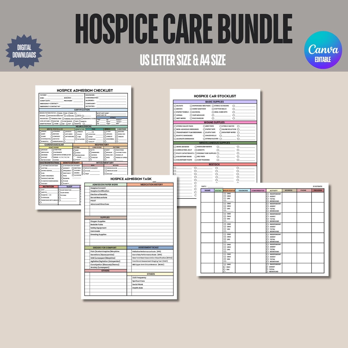 Hospice Care Organizer for Hospice Nurse, Hospice Admission Form ...