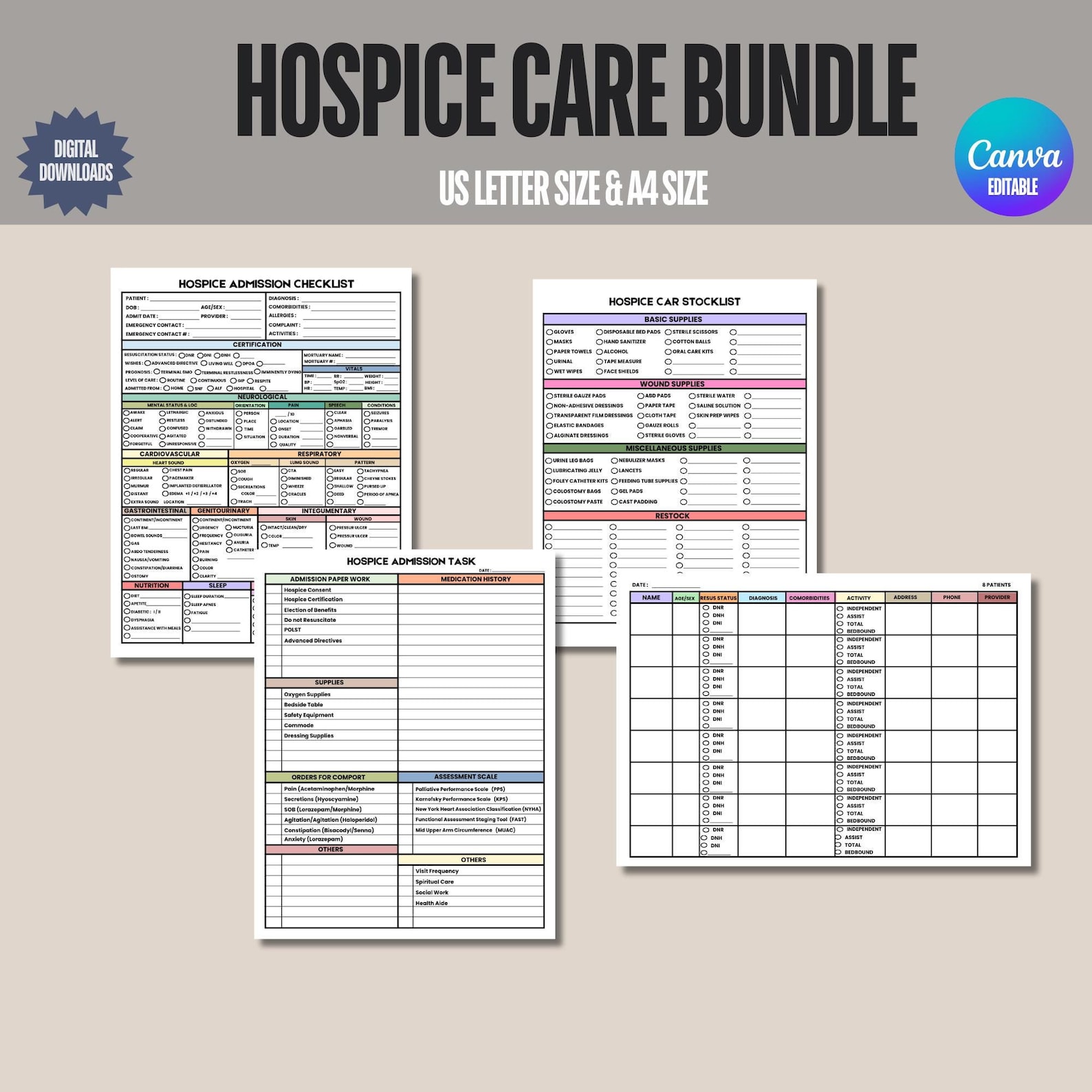 Hospice Care Organizer for Hospice Nurse, Hospice Admission Form ...