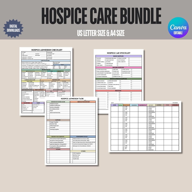 Hospice Care Organizer for Hospice Nurse, Hospice Admission Form ...
